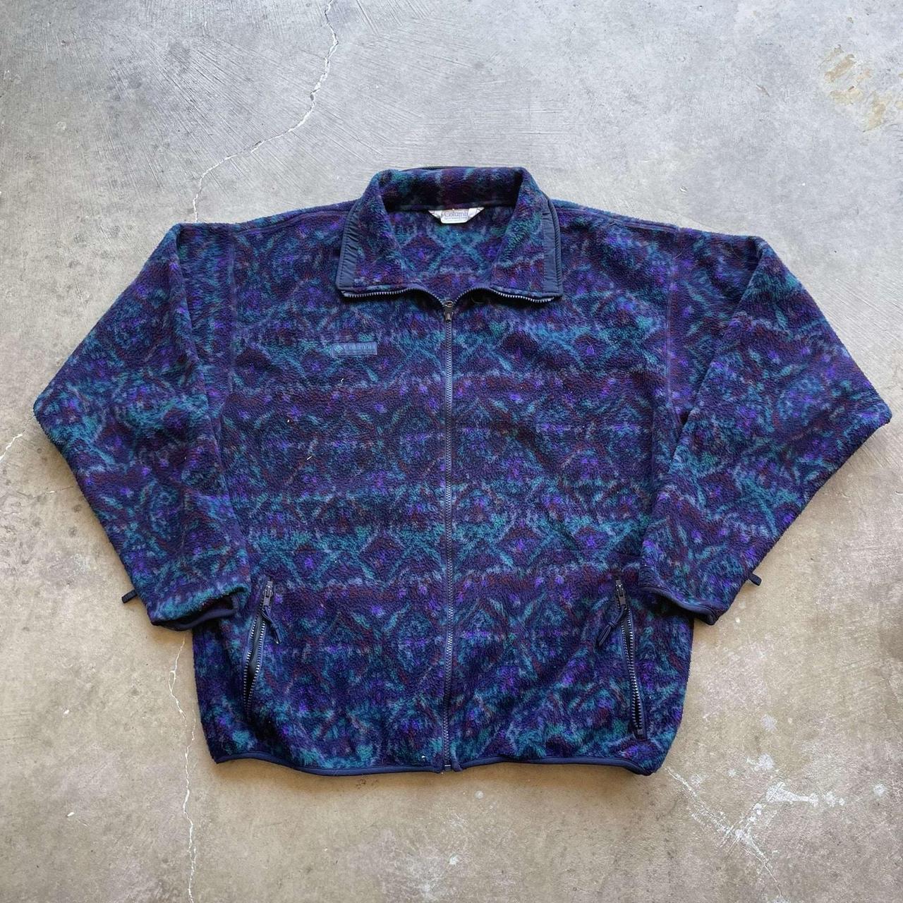 vintage 80s columbia aztec fleece jacket fits XL... - Depop