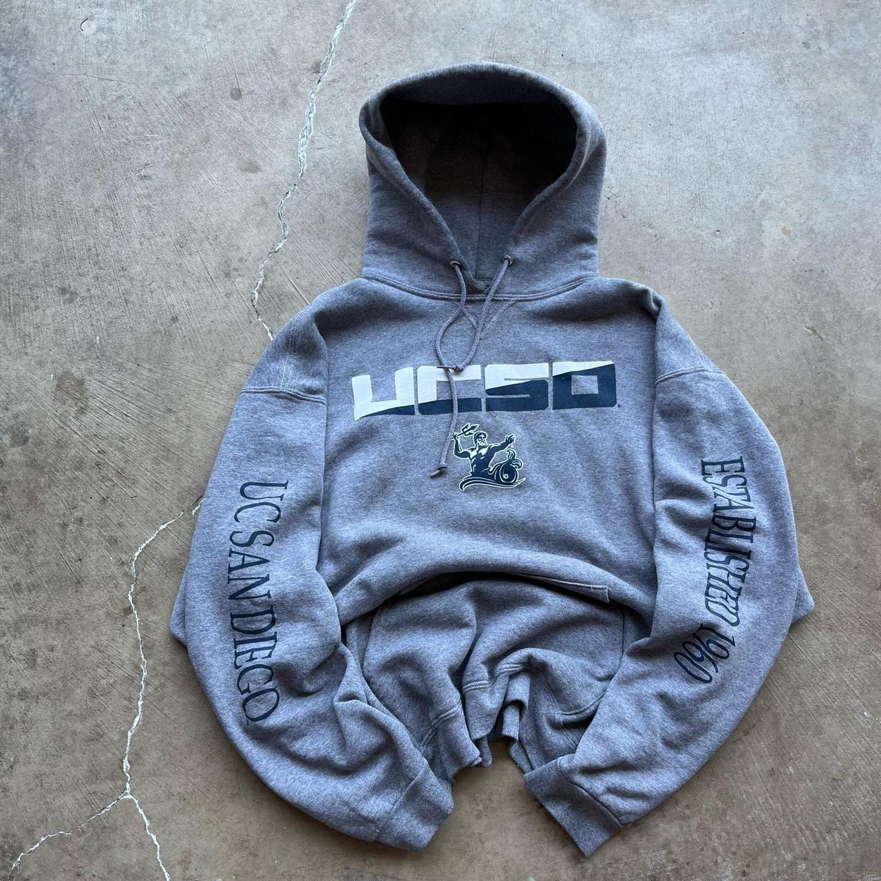 vintage ucsd grey russell hoodie size large baggy... - Depop