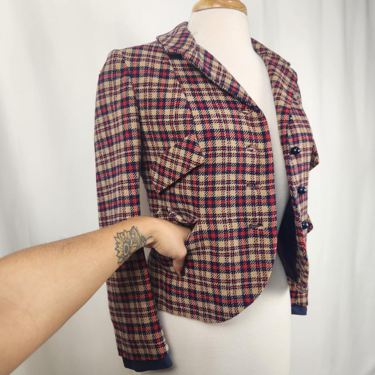 Vintage Plaid & Preppy Womens Blazer Details Era:... - Depop