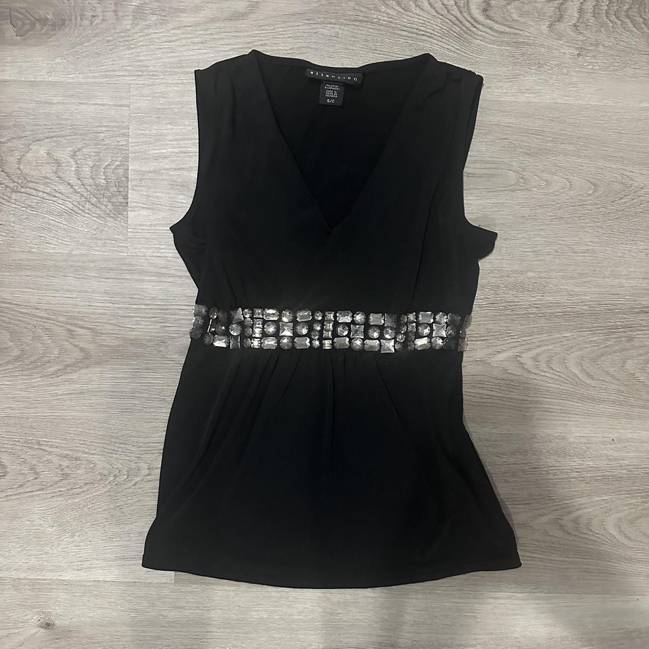 Attention Black and silver rhinestone top Great... - Depop