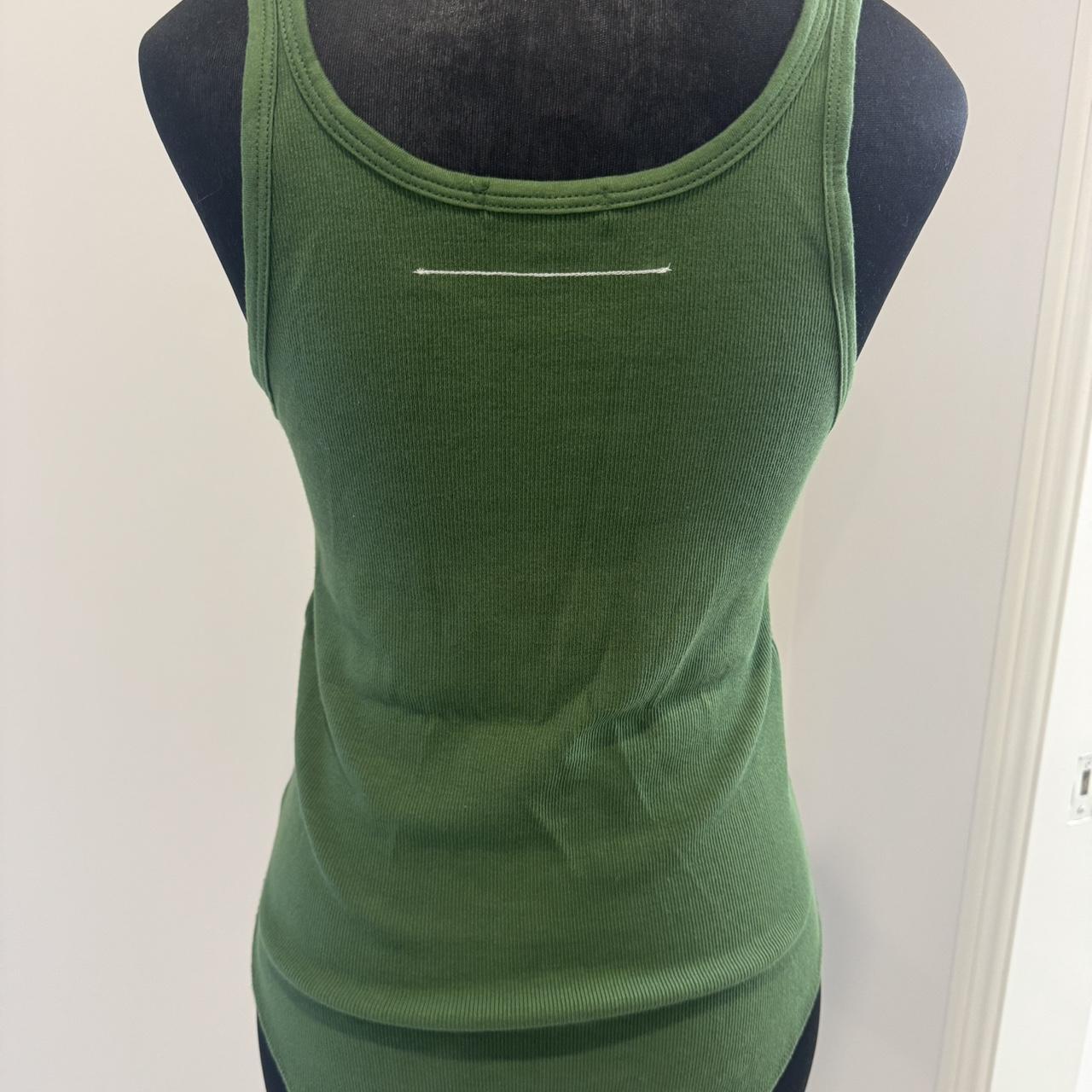 Bassike green rib scoop neck tank Size 2 (suit... - Depop