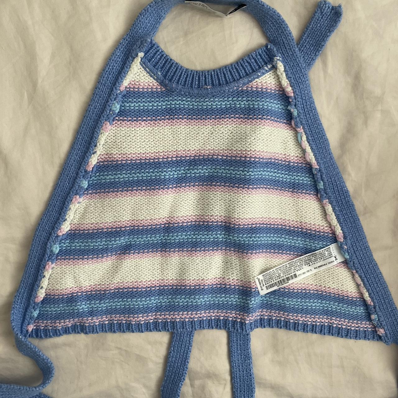 zara knitted backless tie top super cute and never... - Depop
