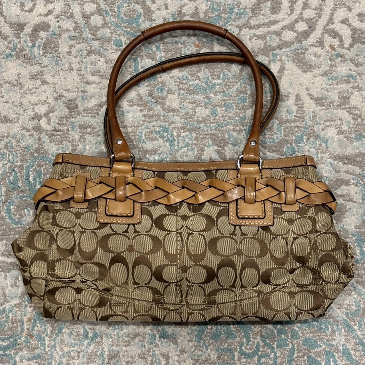 Vintage Coach Hampton Signature Monogram Tan braided... | Depop