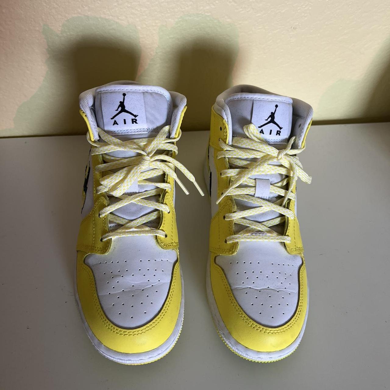 AIR JORDAN 1 MID ROSE PATCH DYNAMIC YELLOW Worn a... - Depop