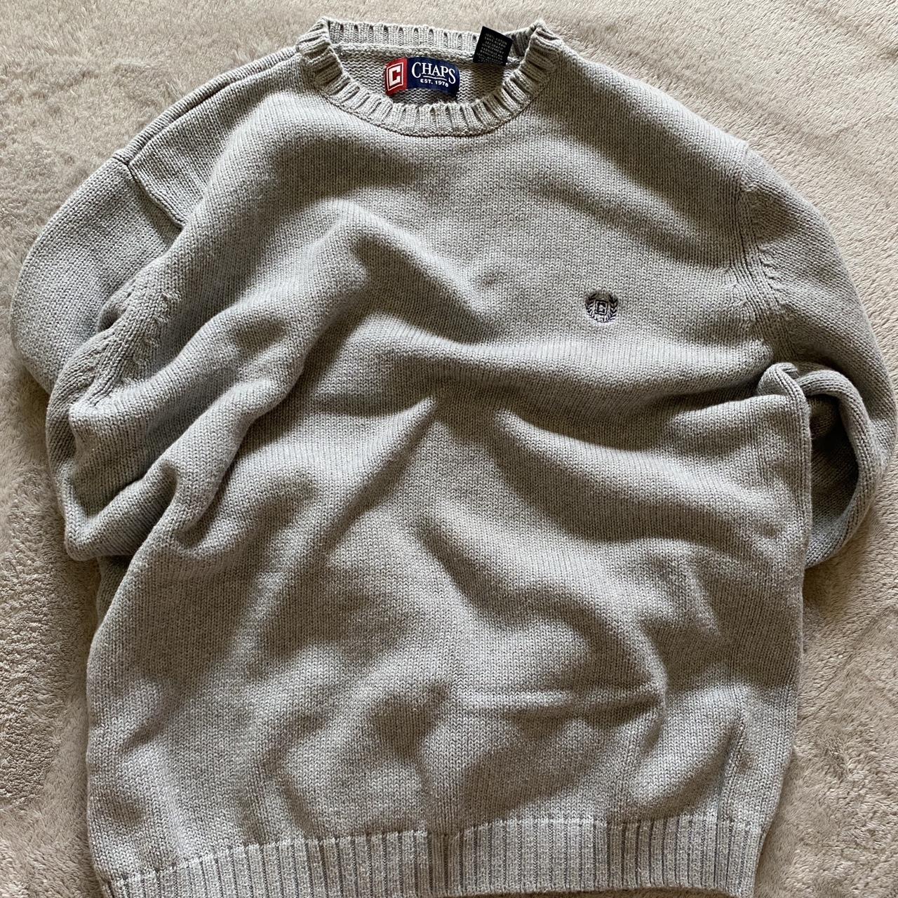 Vintage Grey Chaps Sweater made by Ralph... - Depop