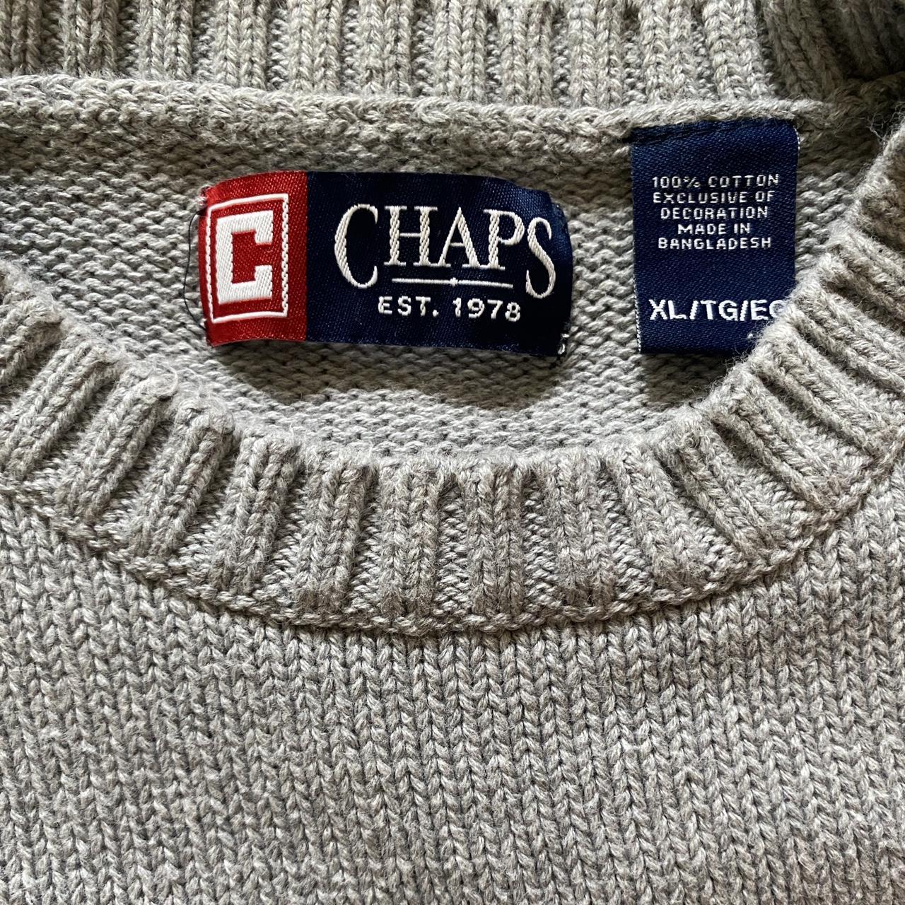 Vintage Grey Chaps Sweater made by Ralph... - Depop