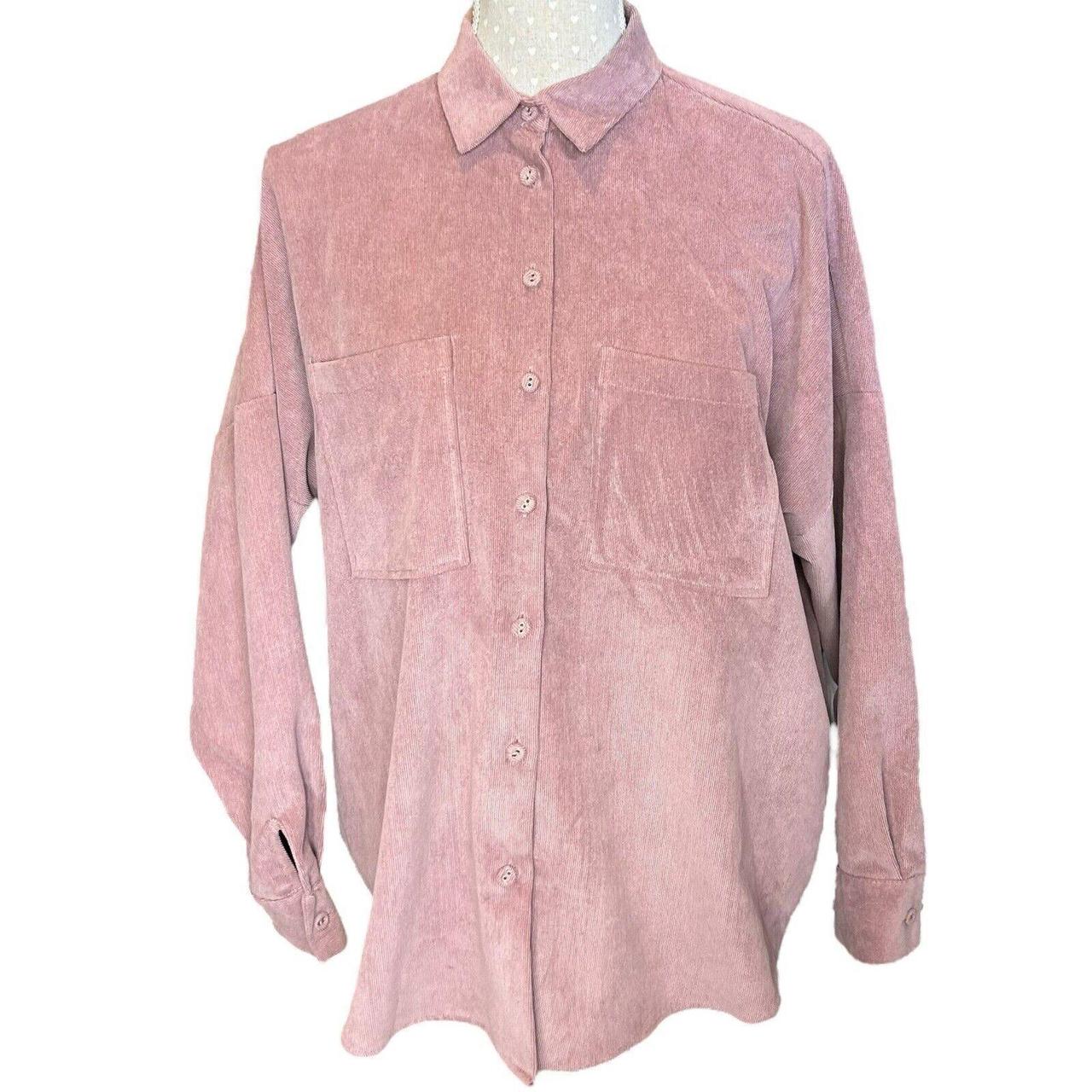 Pink button up shirt Zara Polyester blend Add a pop... - Depop