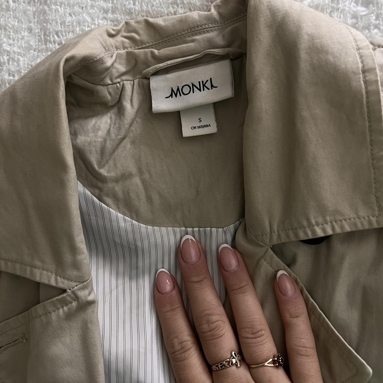 Monki Women's Tan and Cream Coat | Depop