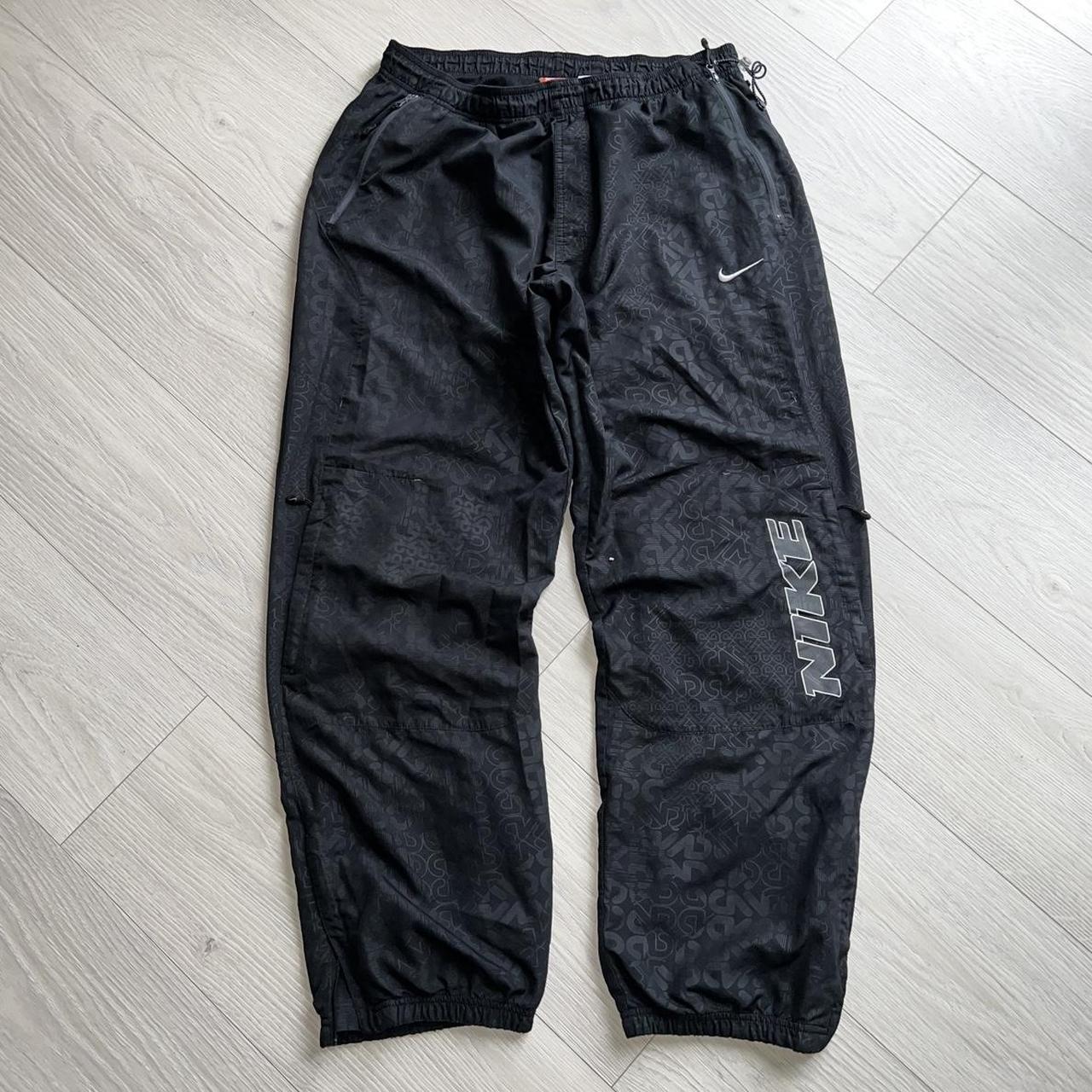 00s RARE Black Nike Shell Tracksuit Bottoms - baggy... - Depop