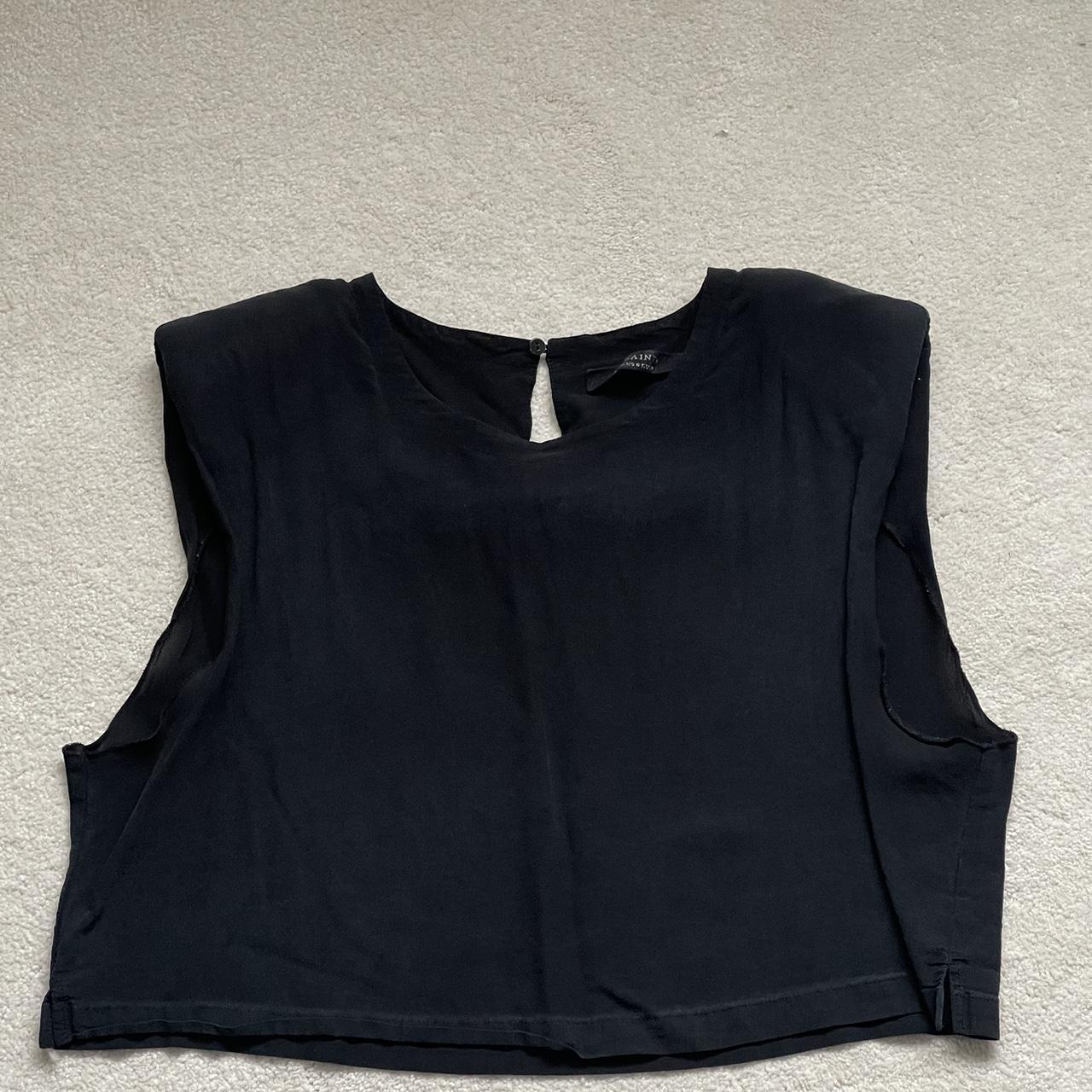 All saints cropped top with padded shoulders Light... - Depop