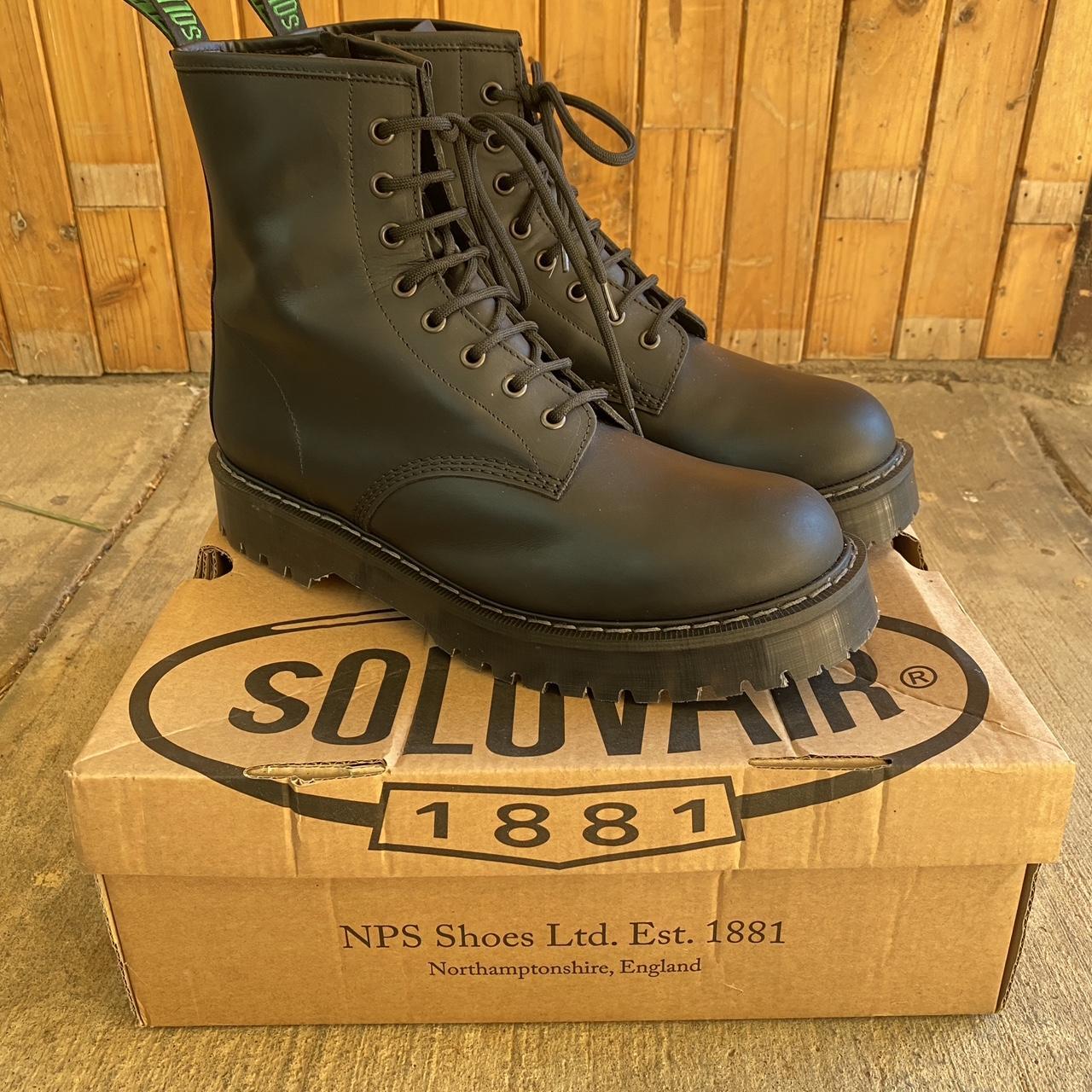 Solovair 8 eye greasy leather platform shoes - Depop