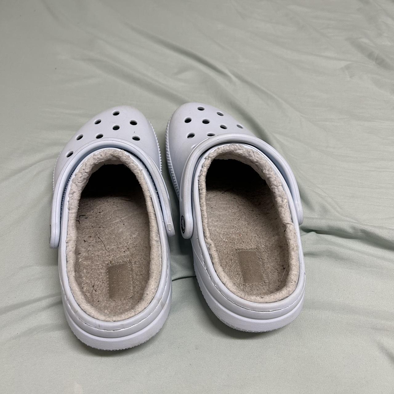 Fuzzy light blue crocs Pretty good condition Size... - Depop