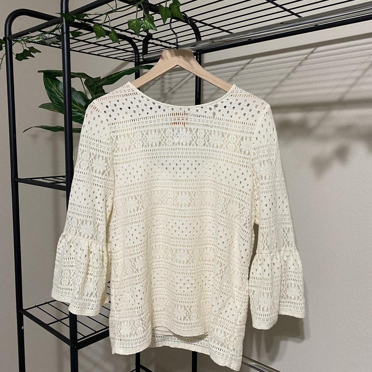 Ruby Rd. Women's White and Cream Blouse | Depop