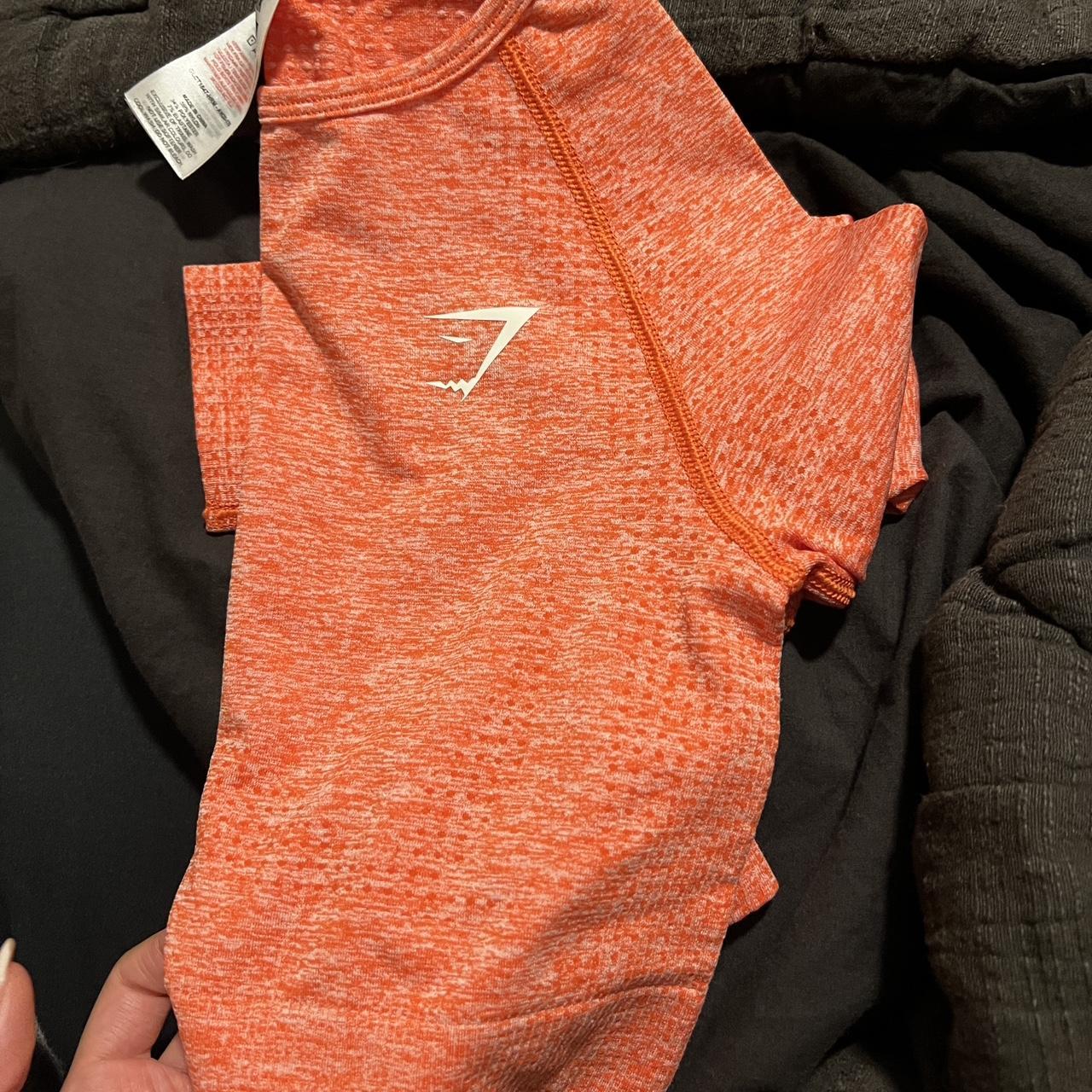 gymshark orange/coral cropped long sleeve - Depop