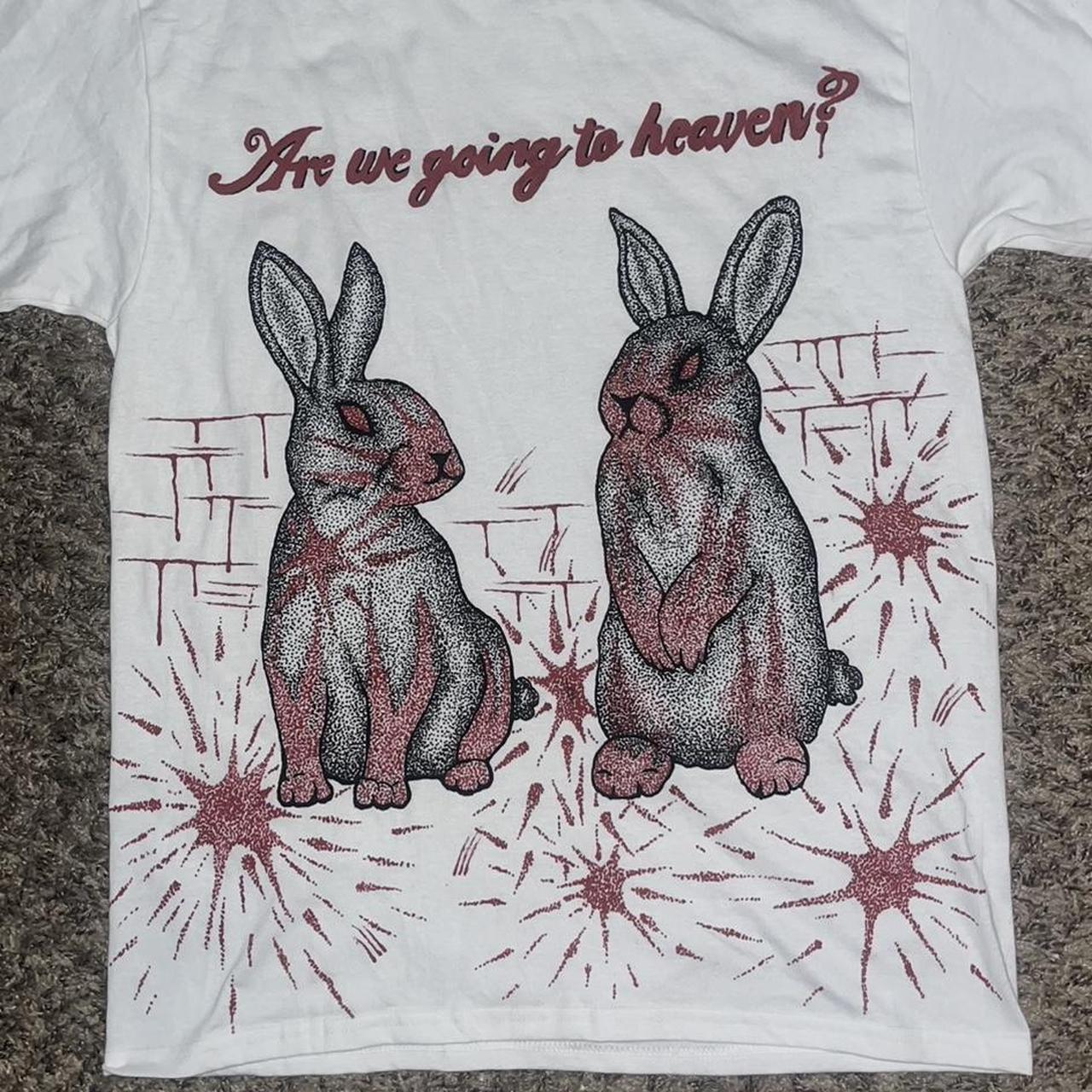 Hand painted stippling bloody rabbits "Are we going... | Depop