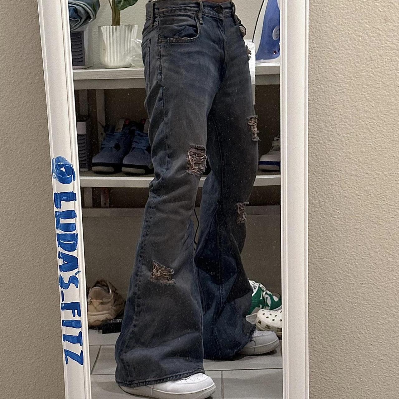 Custom Flared Denim Pants Size 32x32 with 13.5 in... - Depop