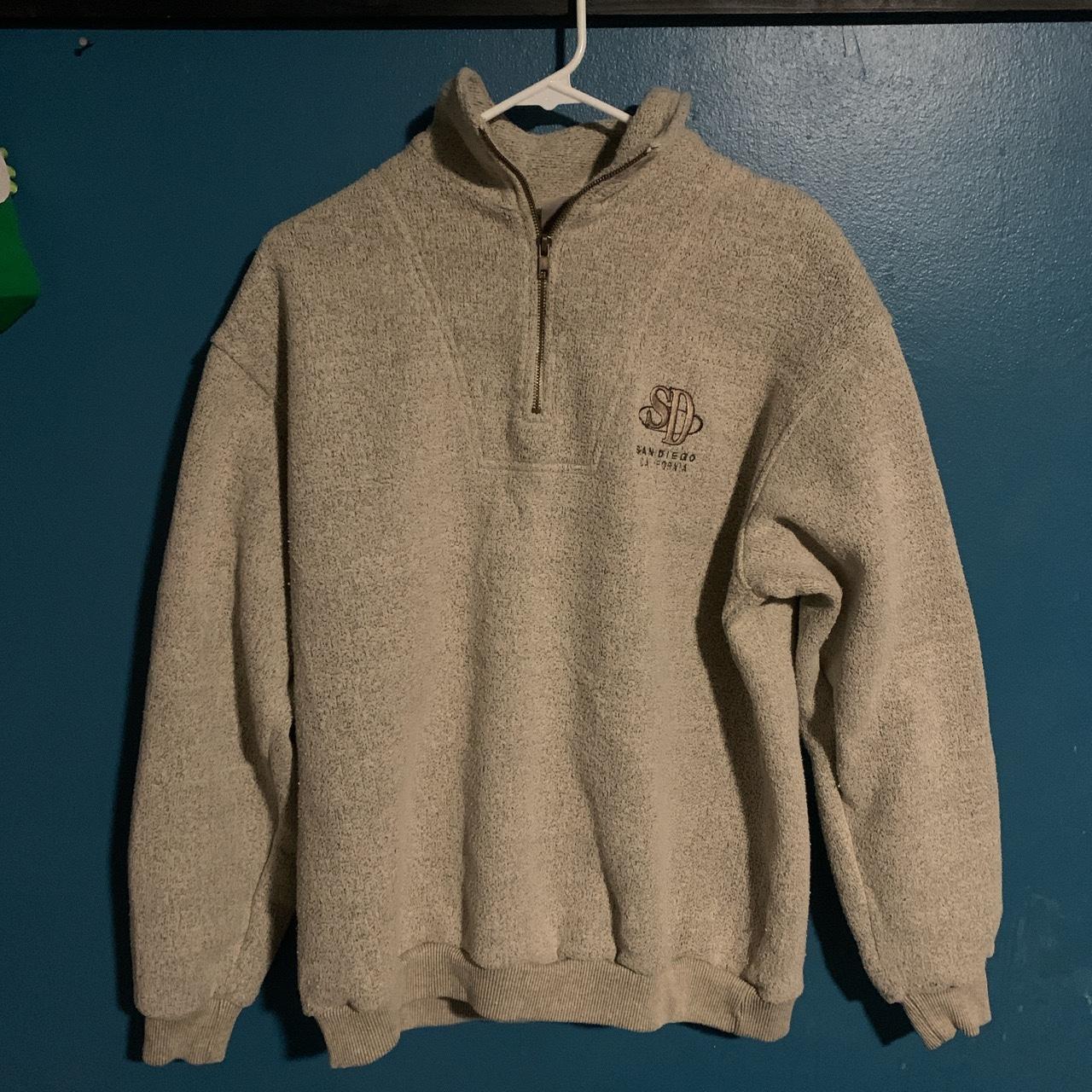 tan san diego half-zip sweatshirt fits medium/large - Depop