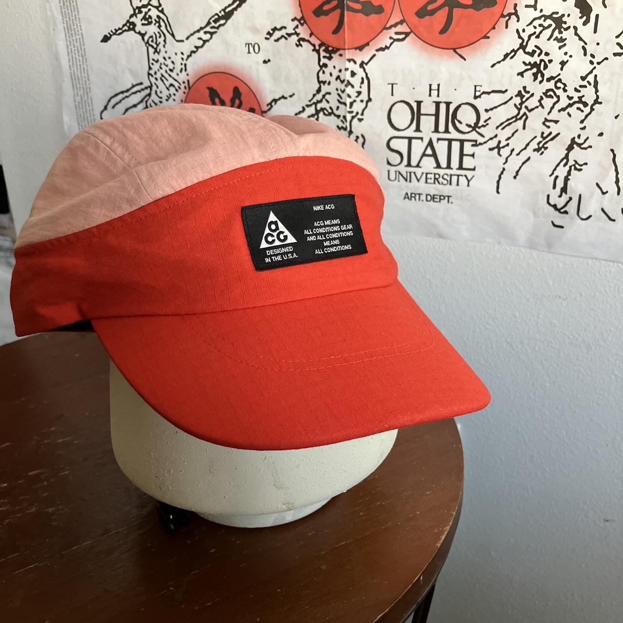 Nike ACG red + pink runners cap w/ removable... - Depop