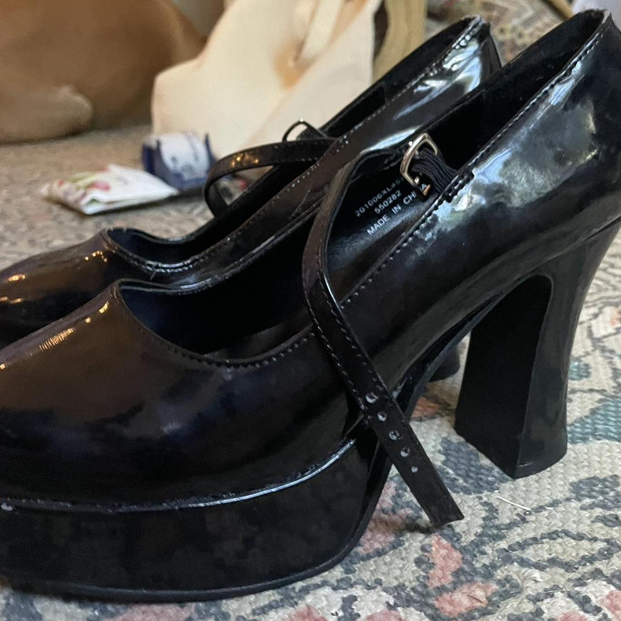 black mary jane platform heels 🖤 #goth #platform... - Depop