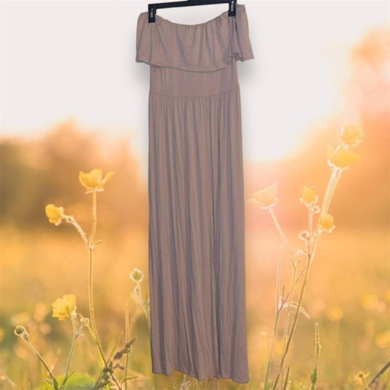 Boohoo Ruffle Bandeau Slip Front Maxi Dress - size 6... - Depop