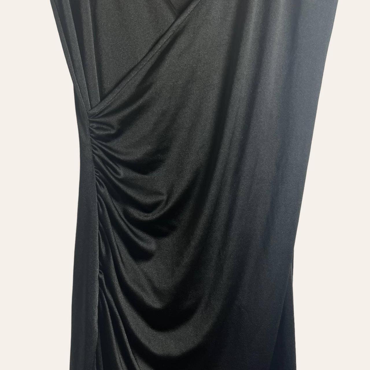 Halston Heritage Solid Black Stretch Jersey Ruched... - Depop