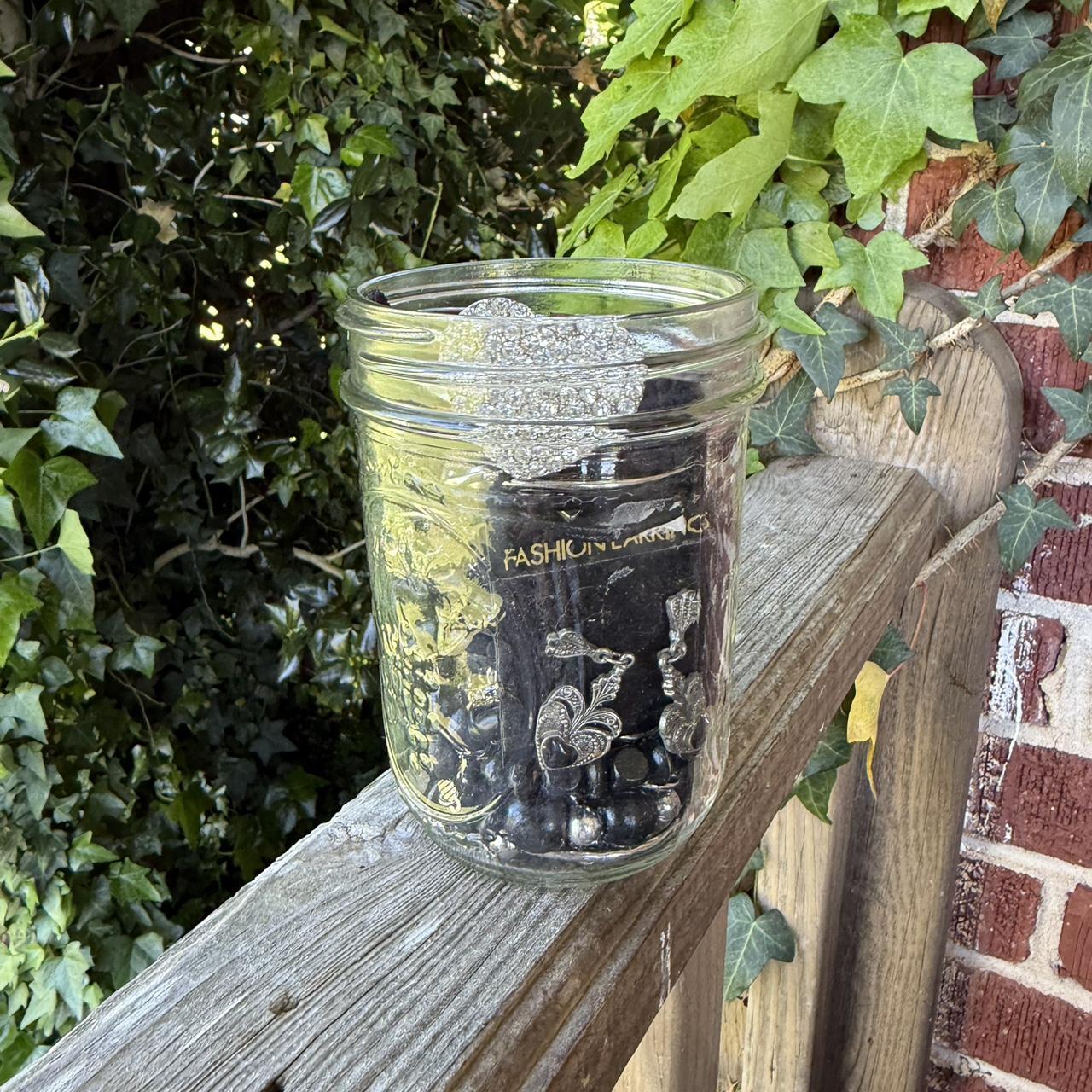 Black/ silver themed jewelry jar. Lots of gorgeous... | Depop