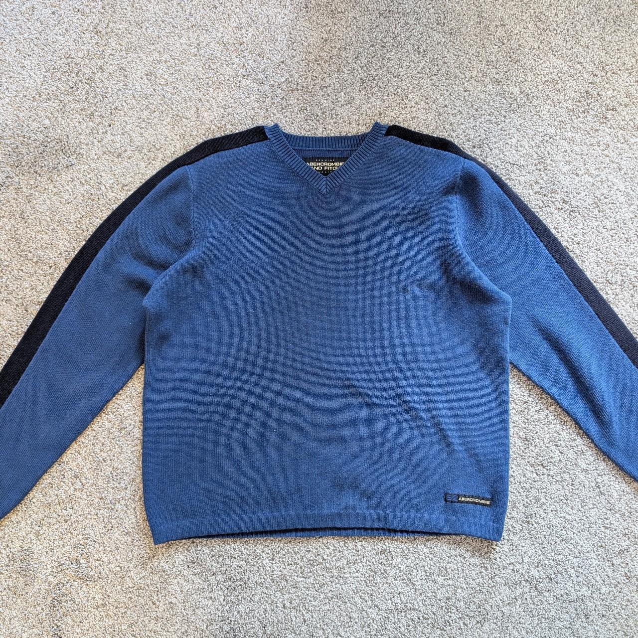 Vintage 2000s Abercrombie & Fitch V-neck striped... - Depop