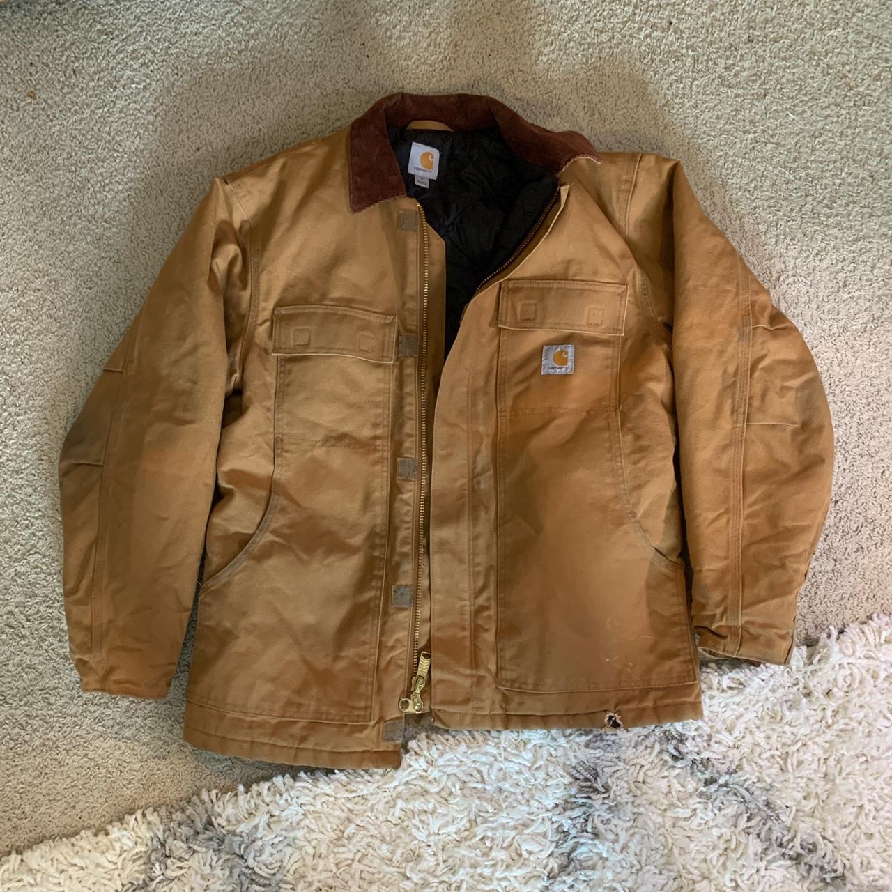 Carhartt Tan Mens Medium Quilted Work Jacket... - Depop