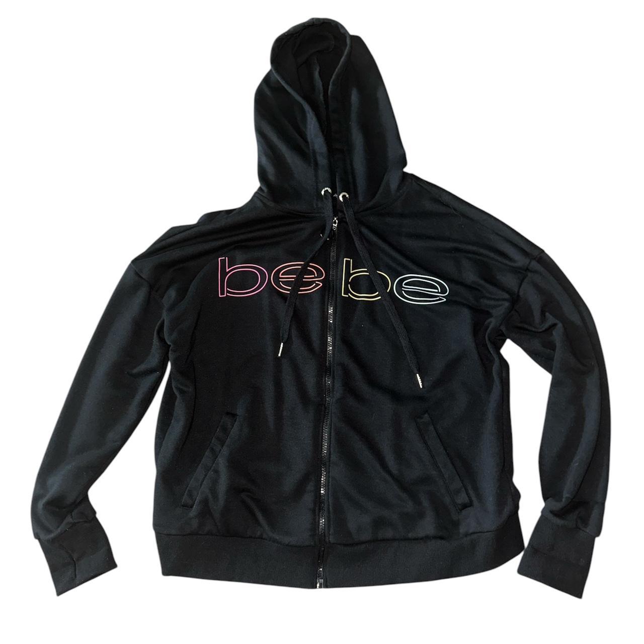 bebe🌈BLACK ZIP UP HOODIE🖤 Authentic,, worn only a... - Depop