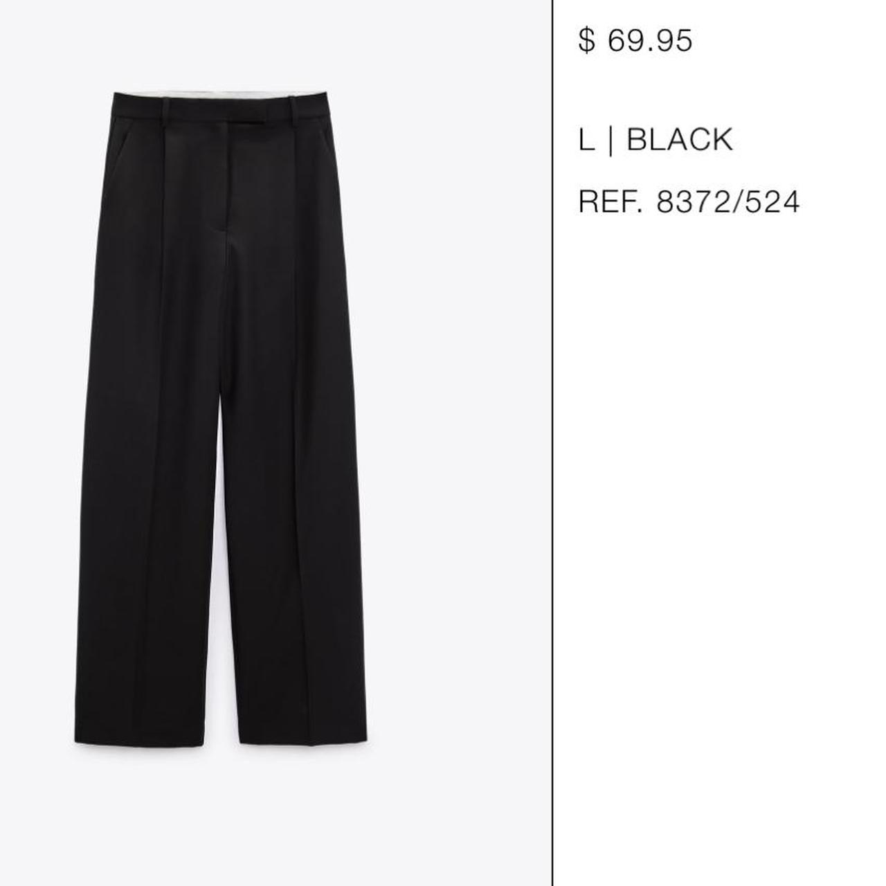 Zara black wide leg trouser with darts Item no.... - Depop