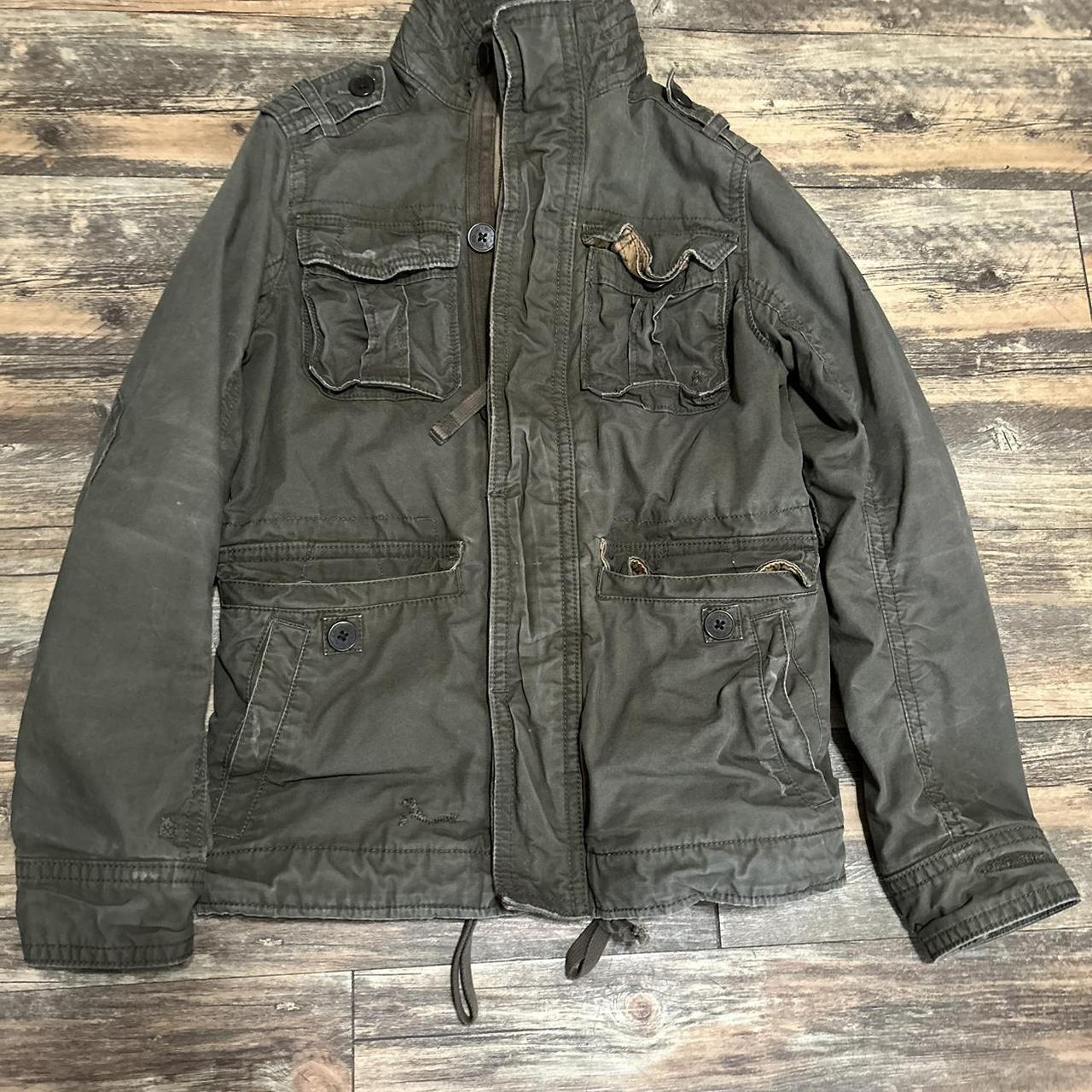 Vintage cargo jacket heavyweight size small fits a... - Depop