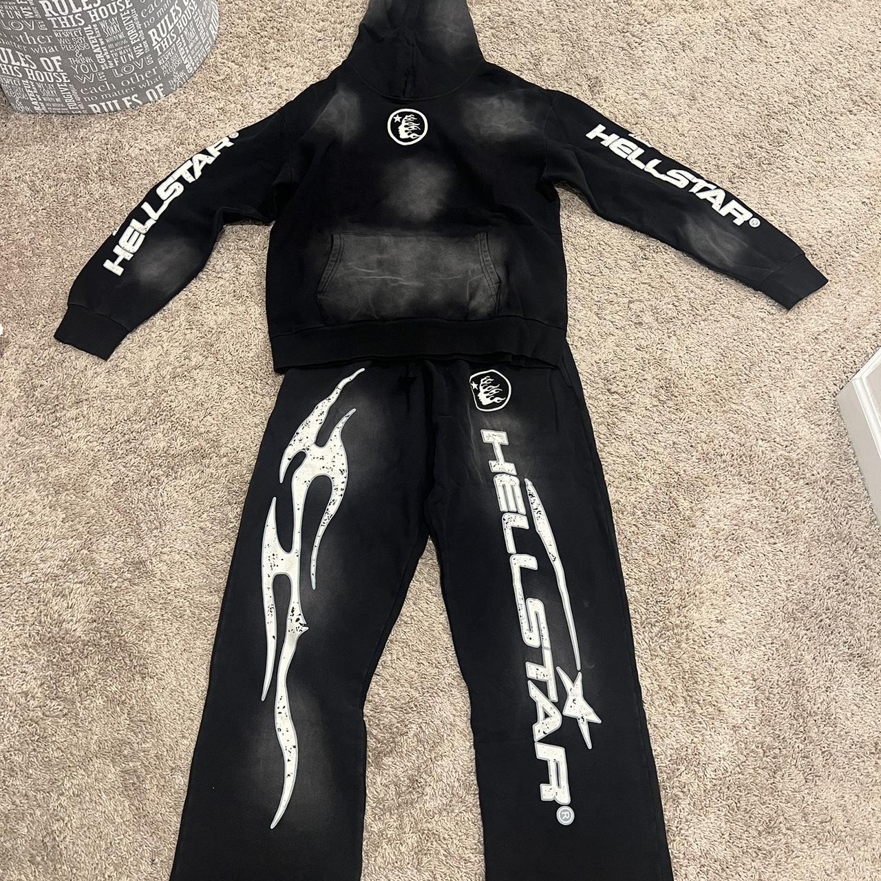 Black Hellstar outfit w/ white print (Authentic)... - Depop