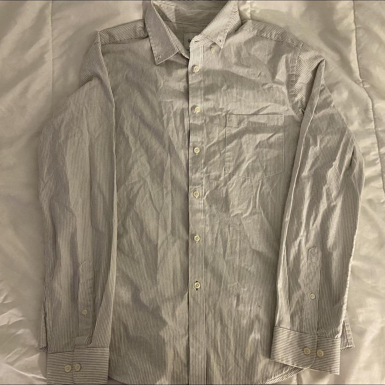 large goodfellow & co stripped button up top good... - Depop
