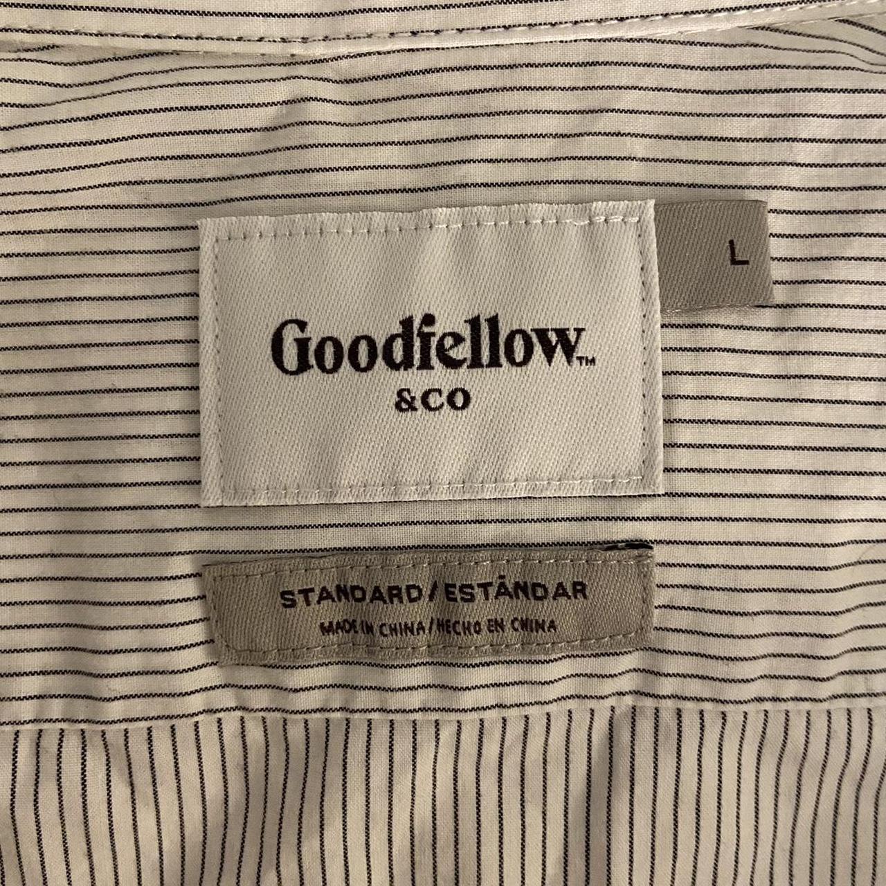 large goodfellow & co stripped button up top good... - Depop