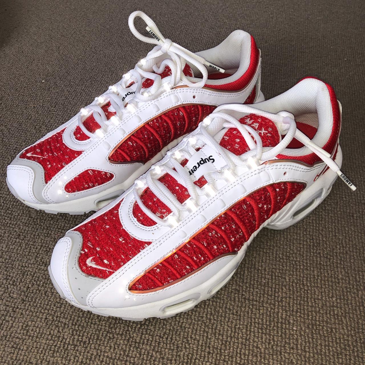 Supreme Men's Red and White Trainers | Depop