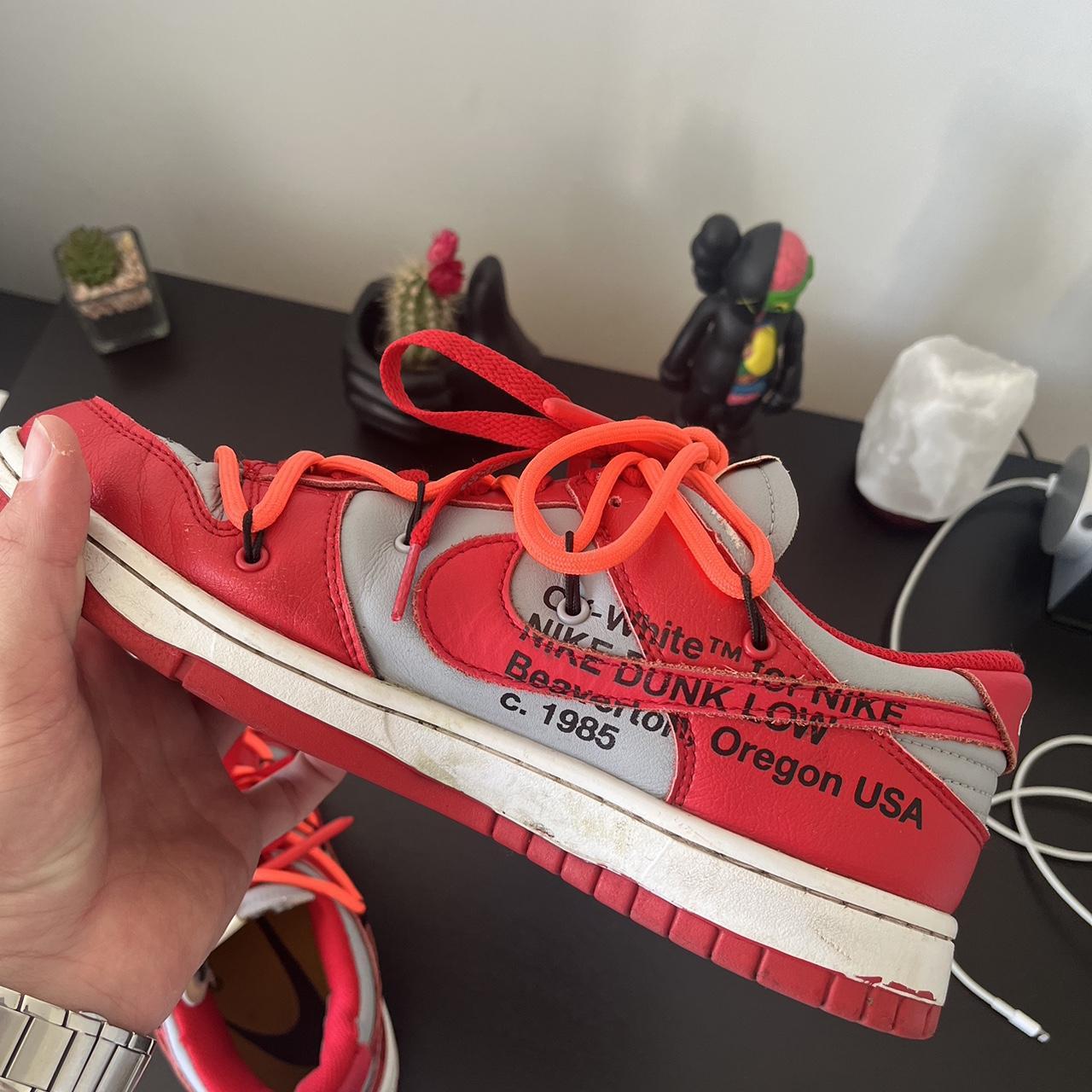Red Off White Nike Dunks No Box Size uk8 Has 3... - Depop