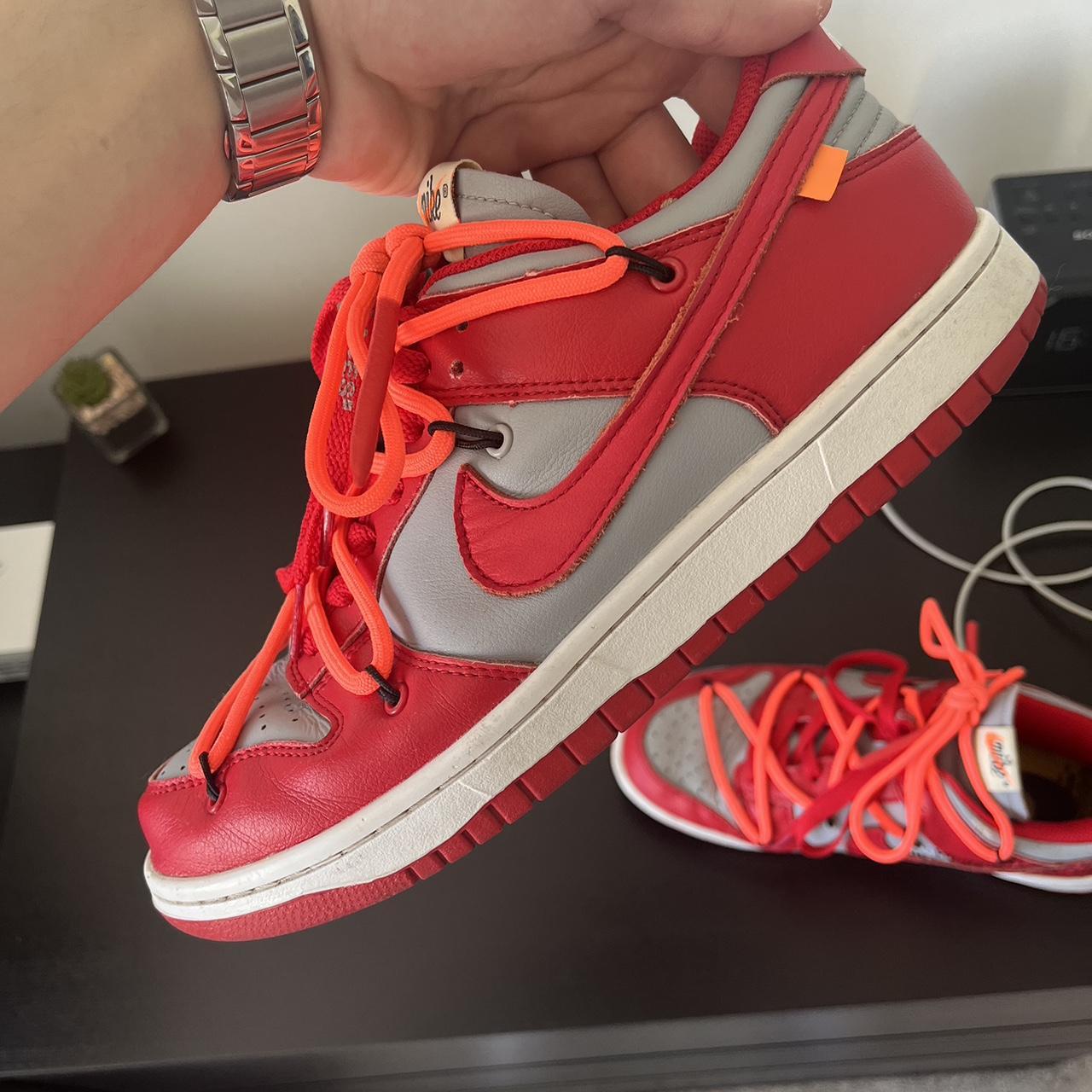 Red Off White Nike Dunks No Box Size uk8 Has 3... - Depop