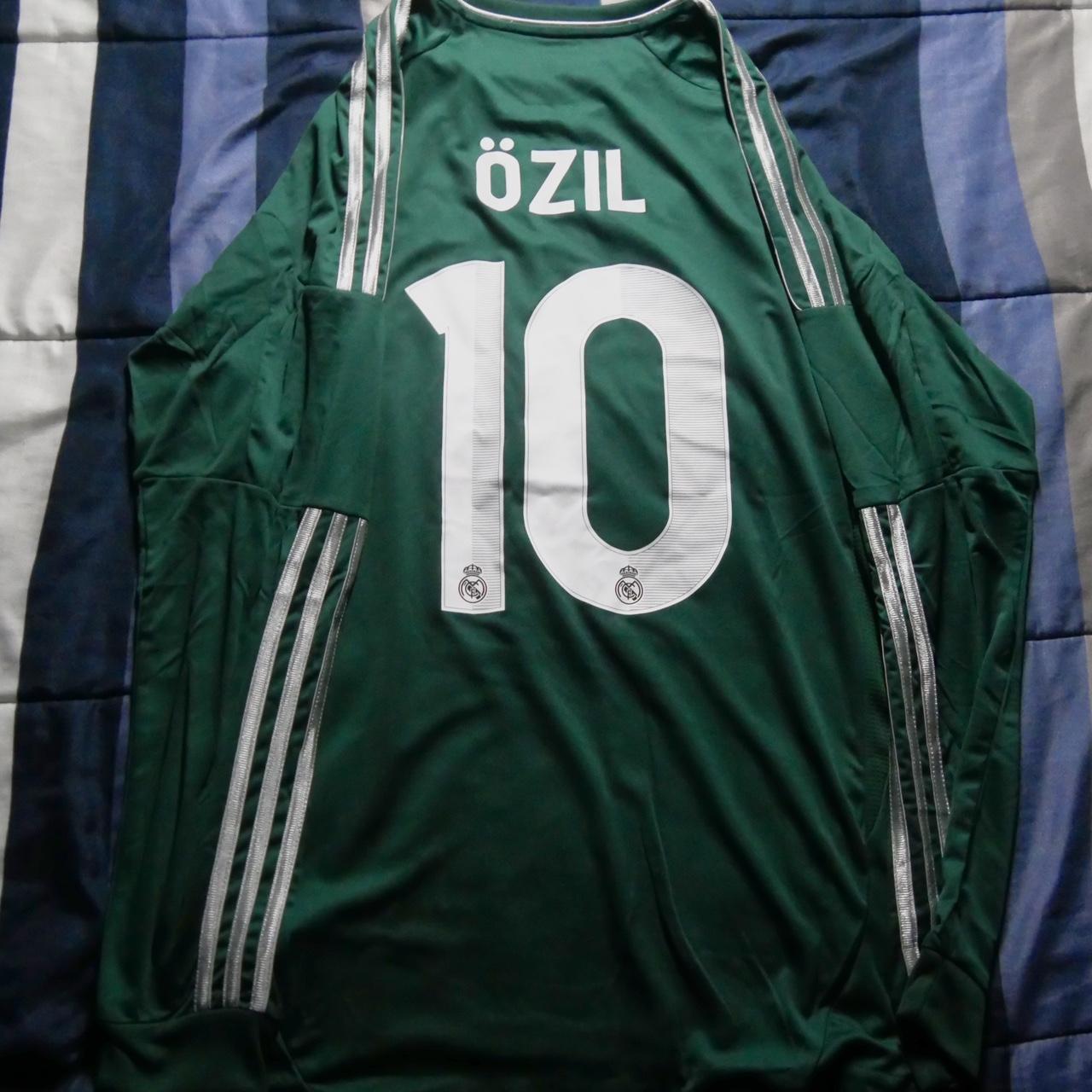 Ozil #10 green Real Madrid kit Long sleeve 12/13... - Depop