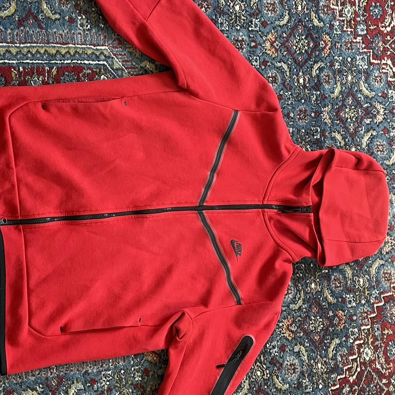 Red Nike Tech hoodie - Depop