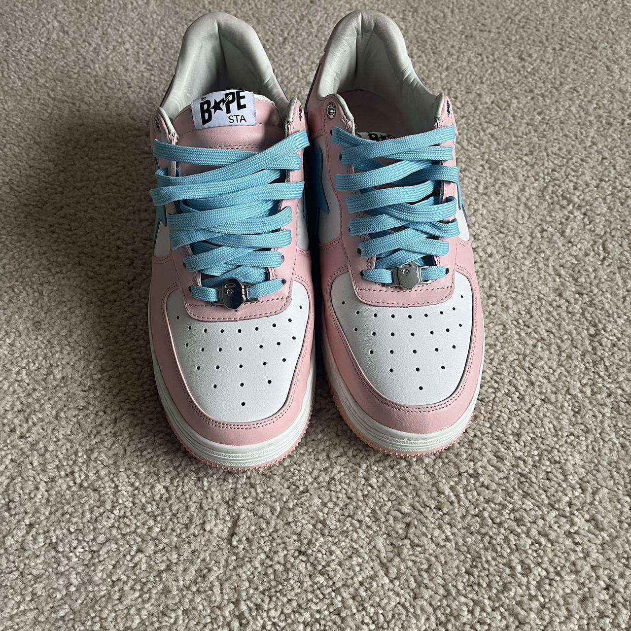 Pastel pink bapesta, only wore a few times, small... | Depop