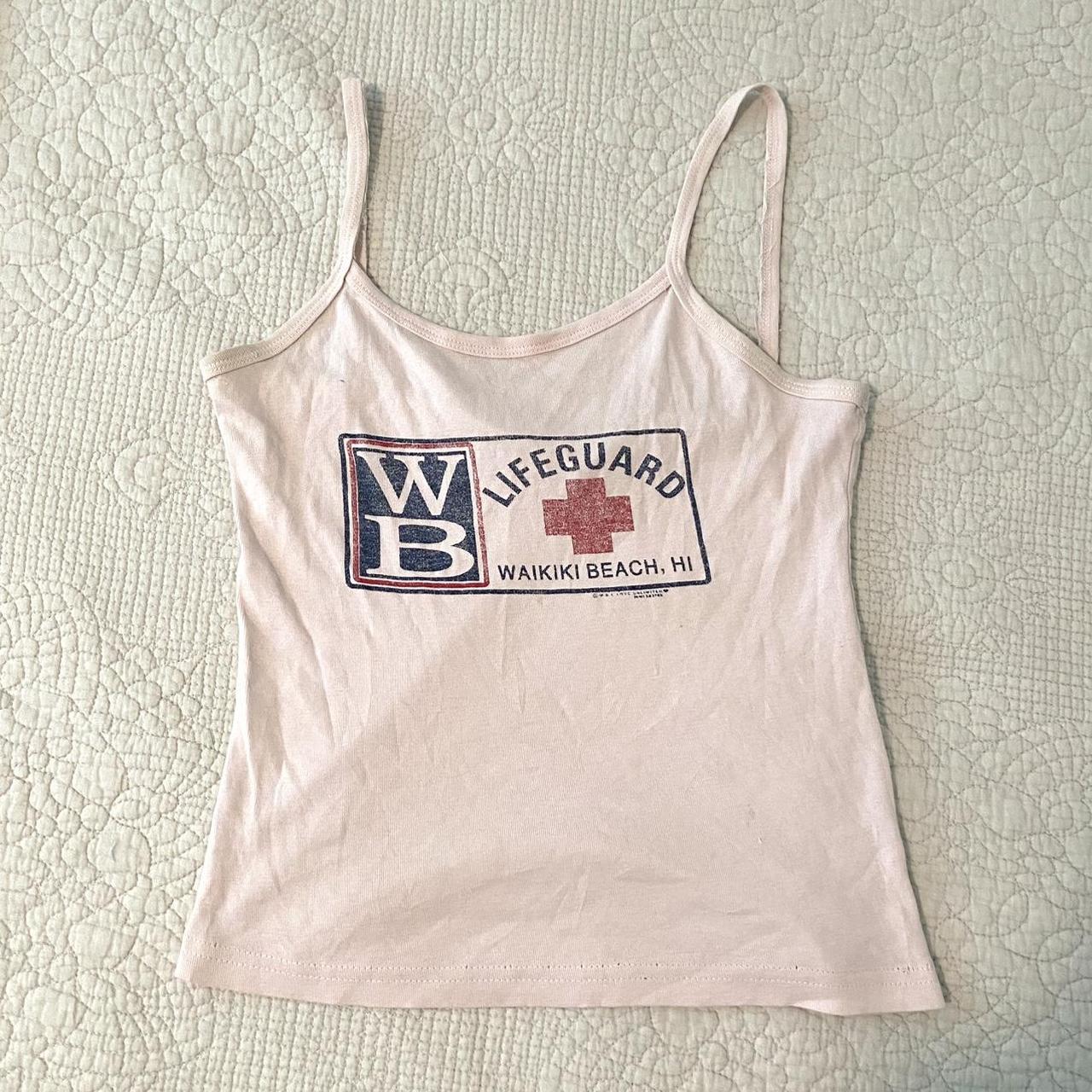 Super cute and comfy pink and white lifeguard tank... - Depop