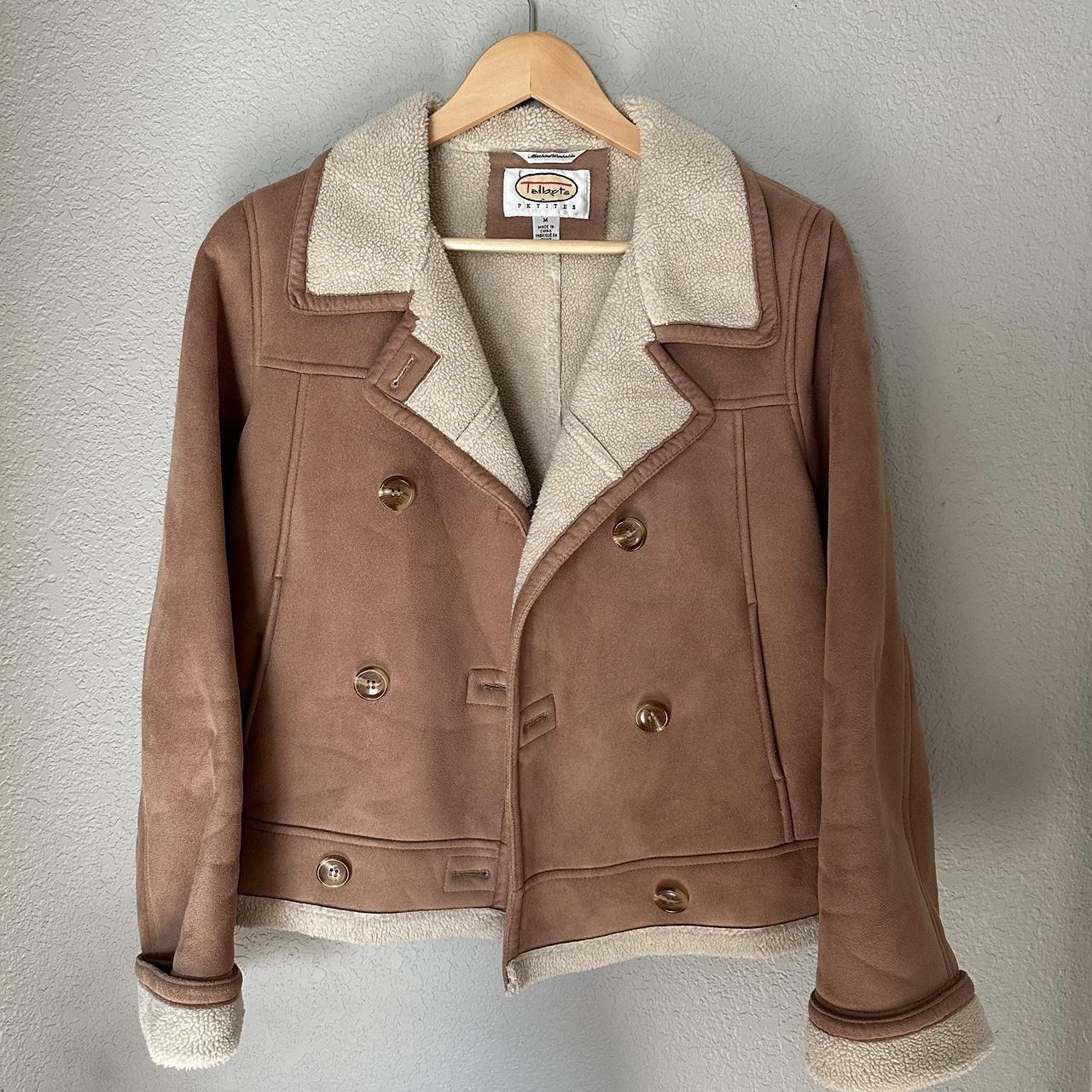 Talbots Petites Suede Fleece Lined Coat Size Medium,... - Depop
