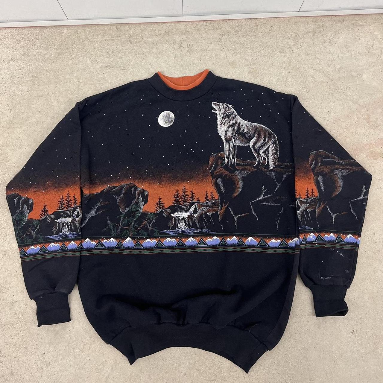 Artesian Designs Wolf Howling Sweater *DM FOR... - Depop