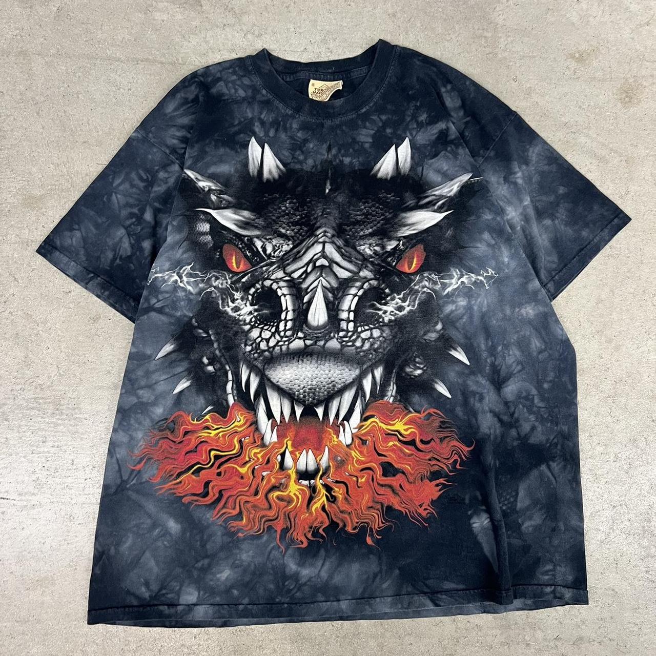 The Mountain dragon all-over print black cotton... - Depop