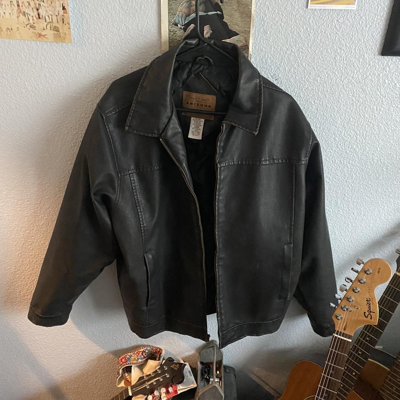 Arizona leather oversized biker jacket. #Goth... - Depop