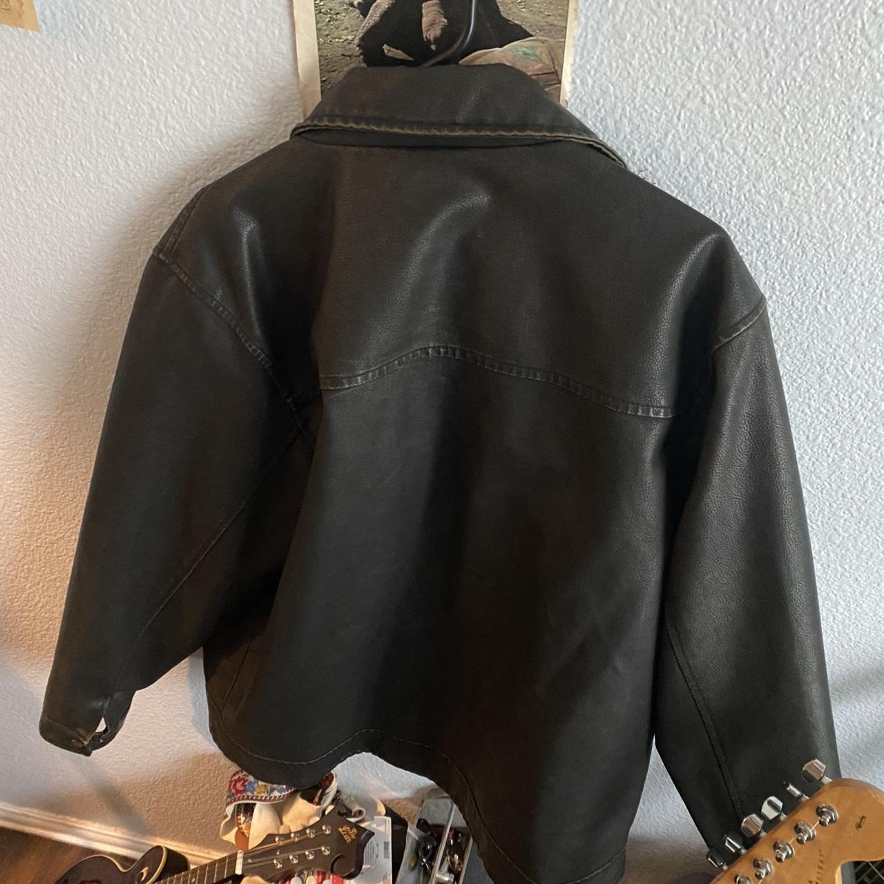 Arizona leather oversized biker jacket. #Goth... - Depop