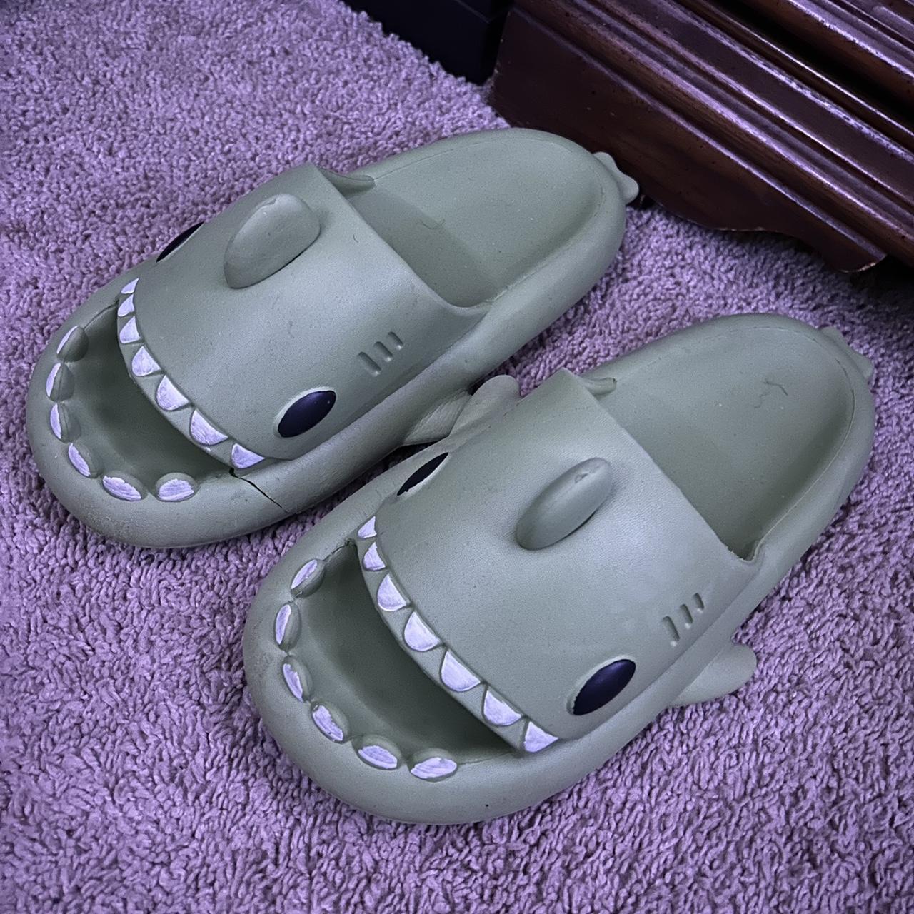 Shark slides, slight rip in slide - Depop