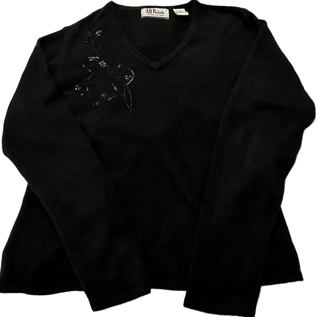 black embroidered detail sweater 📼 size medium brand... - Depop