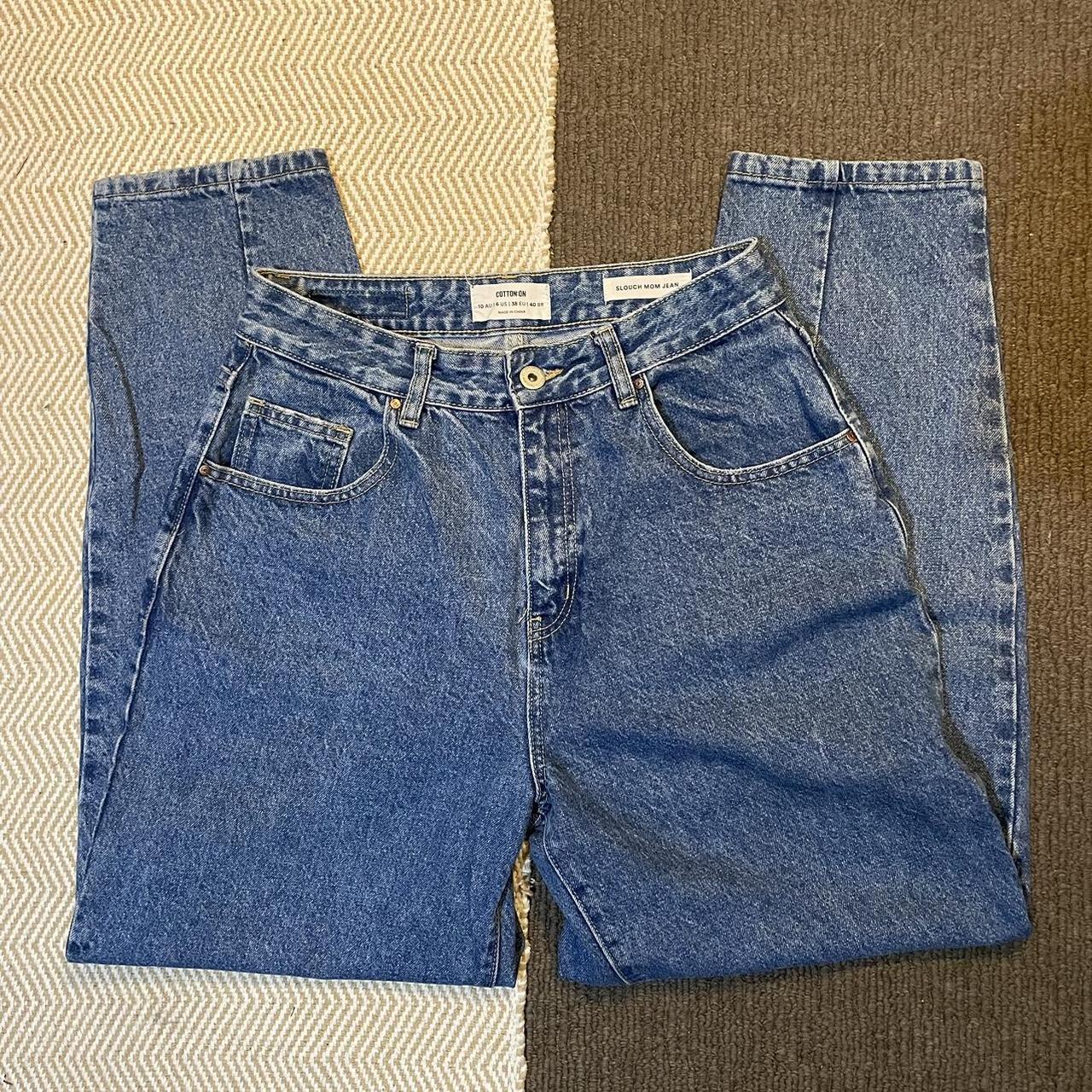 Dark wash High waisted, slouch mom jeans with a... - Depop