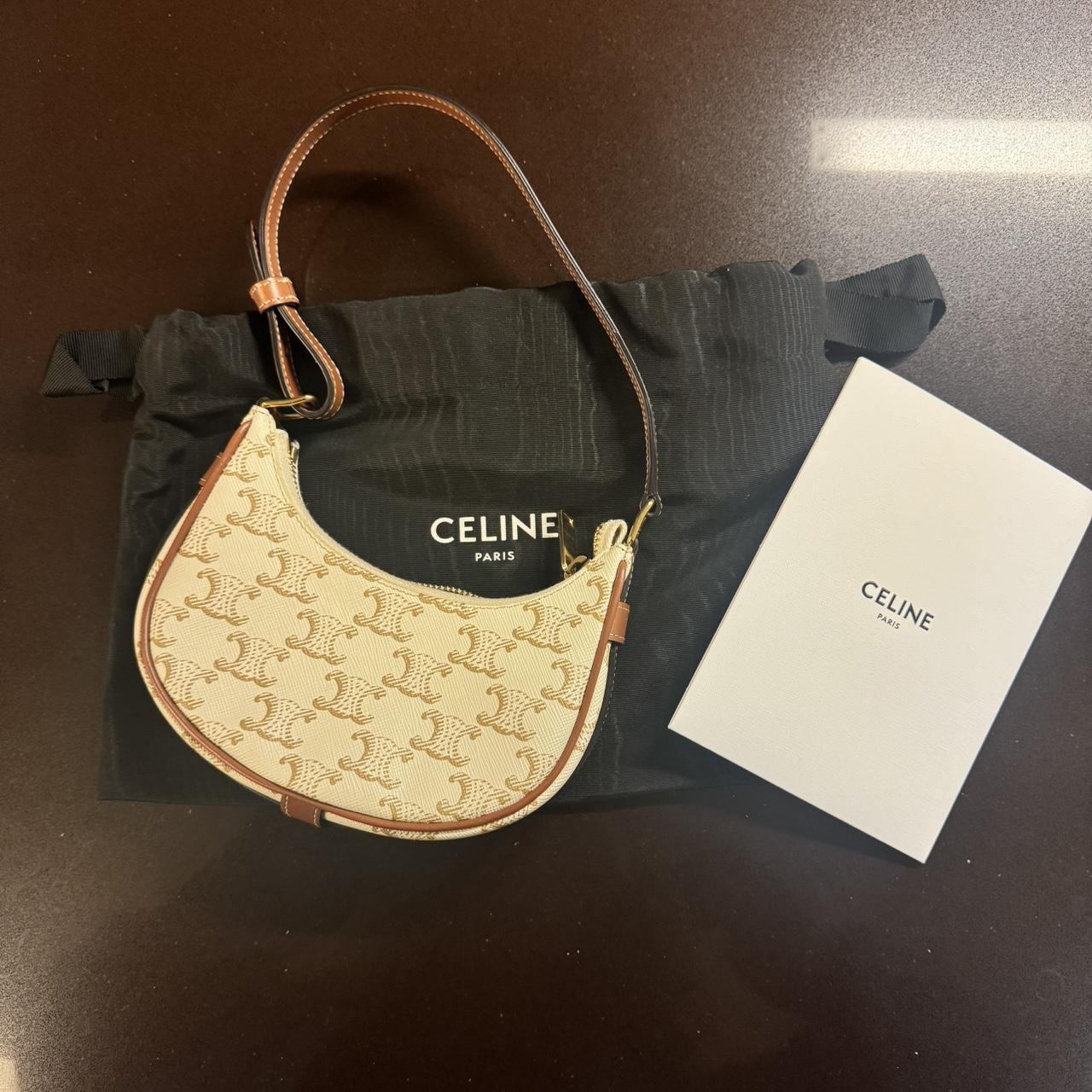 Celine mini Ava Triomphe Celine tan and cream mini... - Depop